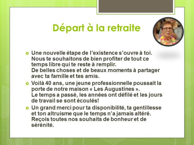 Bonne retraite bien méritée! - EHPAD Maison des Augustines (Angers)